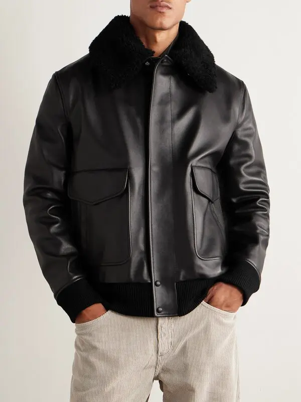 Gabriela Hearst Grant Shearling-trimmed Leather Aviator Jacket