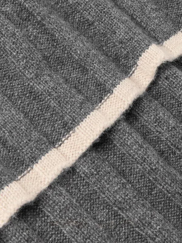 Brunello Cucinelli Ribbed Cashmere Scarf - Gray