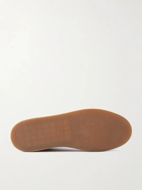 Brunello Cucinelli Coda Di Rondine Leather-trimmed Waxed-suede Sneakers - Brown