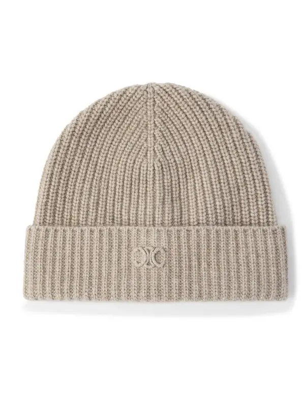Celine Logo-embroidered Cashmere Beanie - Neutrals