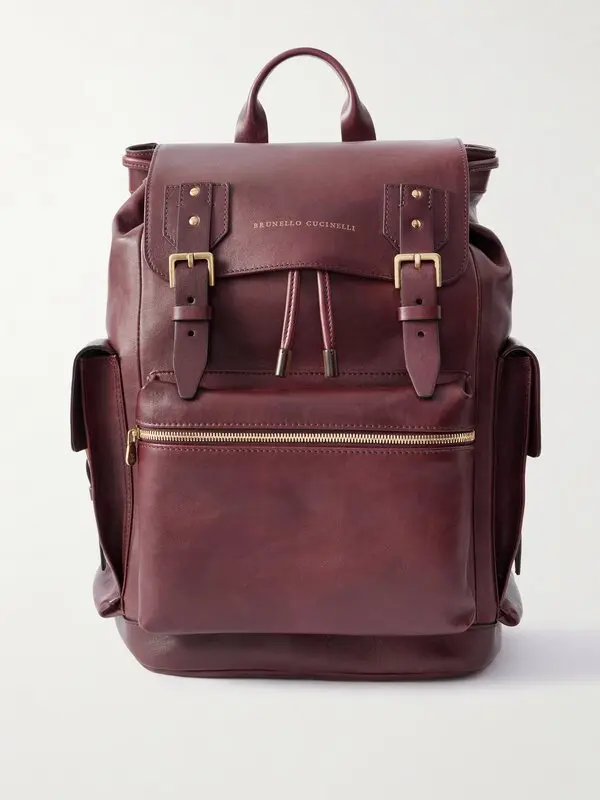 Brunello Cucinelli Leather Backpack - Burgundy