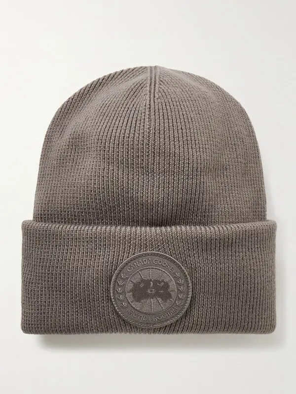 Canada Goose Logo-appliquéd Wool Beanie - Brown
