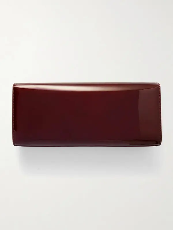 Saint Laurent Kate Patent-leather Clutch - Burgundy