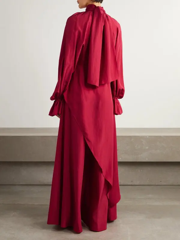 Alexander McQueen Cape-effect Ruffled Draped Silk-habotai Gown