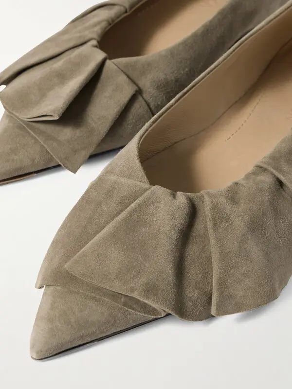 JW Anderson Ruffled Suede Ballet Flats - Gray