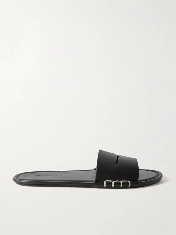 JW Anderson Loafer Leather Slides - Black