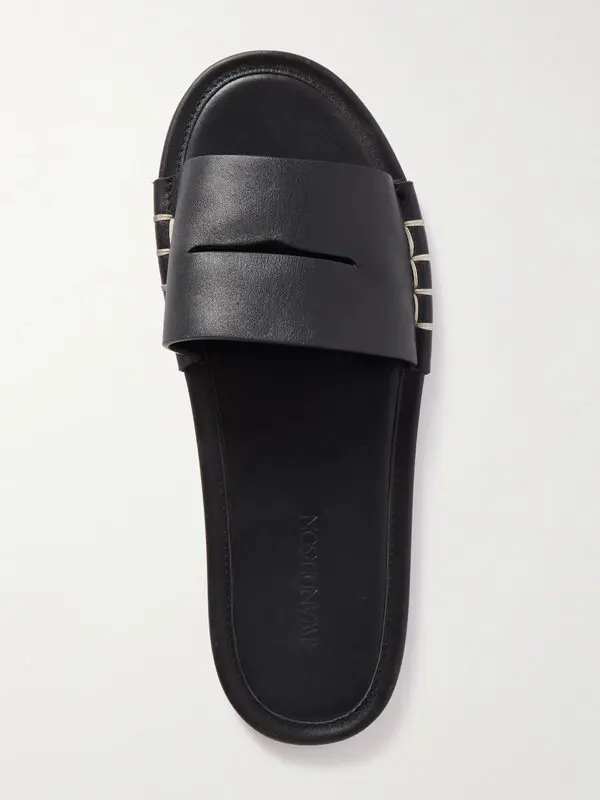 JW Anderson Loafer Leather Slides - Black
