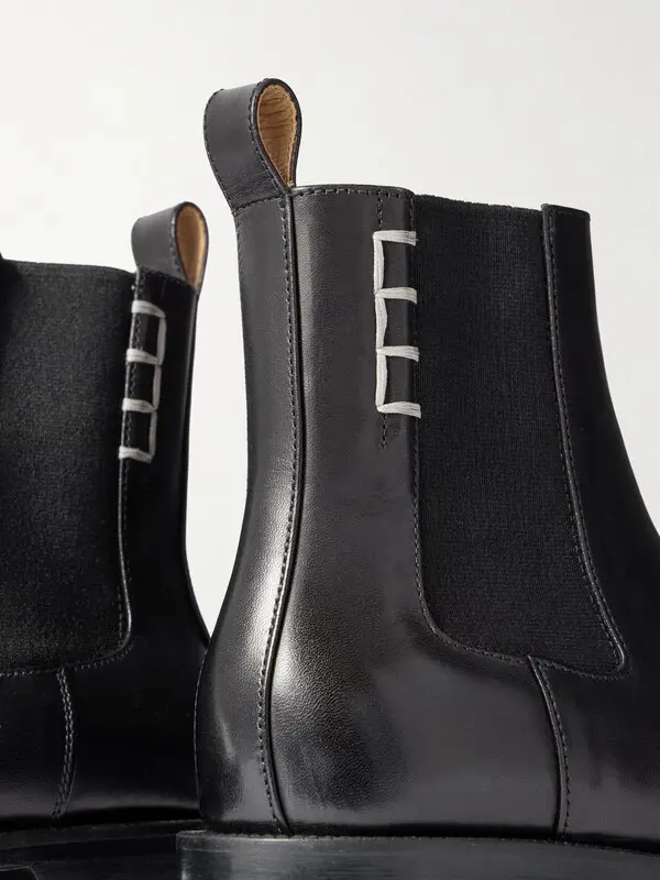 JW Anderson Loafer Whipstitched Leather Chelsea Boots - Black