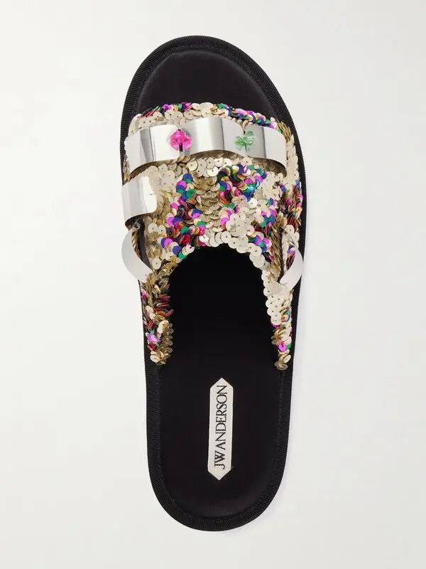 JW Anderson Embellished Grosgrain Slides