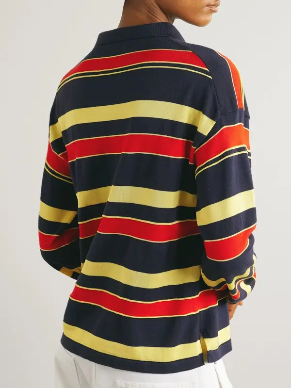 JW Anderson Embroidered Striped Cotton And Wool-blend Polo Shirt - Multi