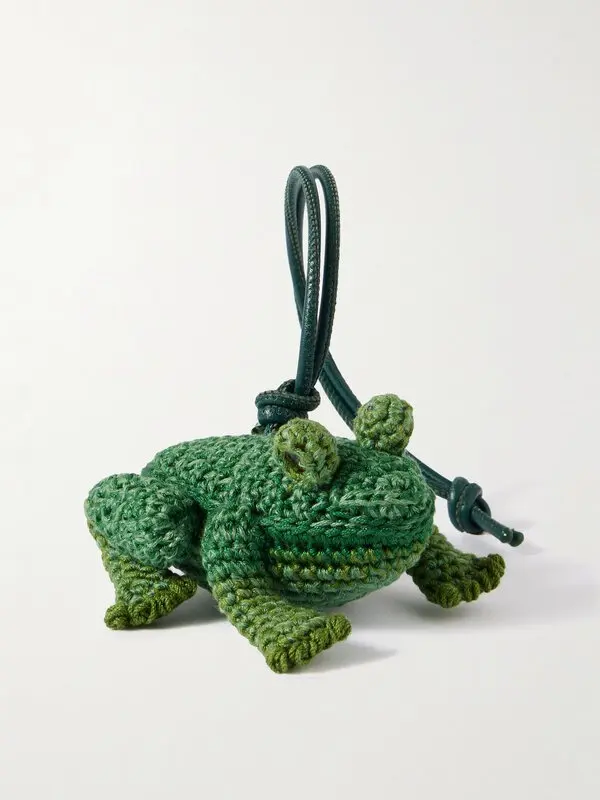 JW Anderson Frog Crocheted Bag Charm - Green