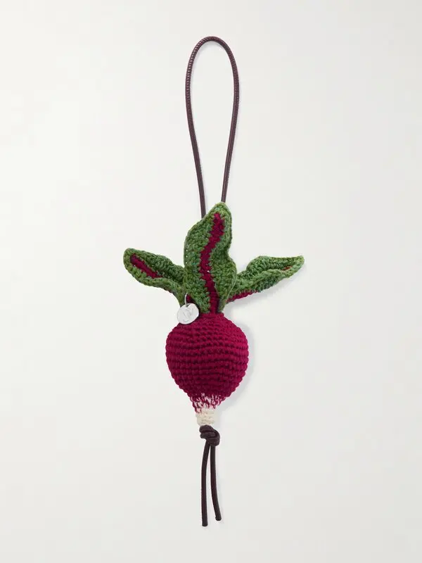 JW Anderson Radish Crocheted Cotton Bag Charm - Burgundy