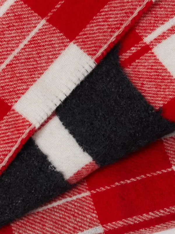JW Anderson Fringed Appliquéd Checked Wool-blend Scarf - Red