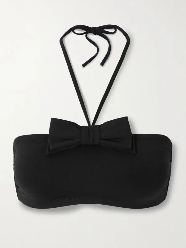 ERES Satin Bow Halterneck Bikini Top - Black