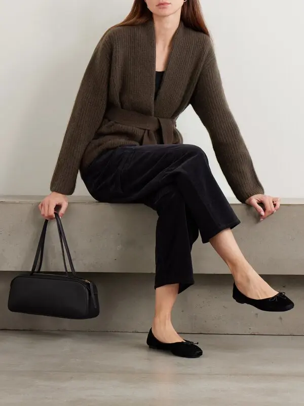 Arch4 Sasha Belted Ribbed Cashmere Cardigan