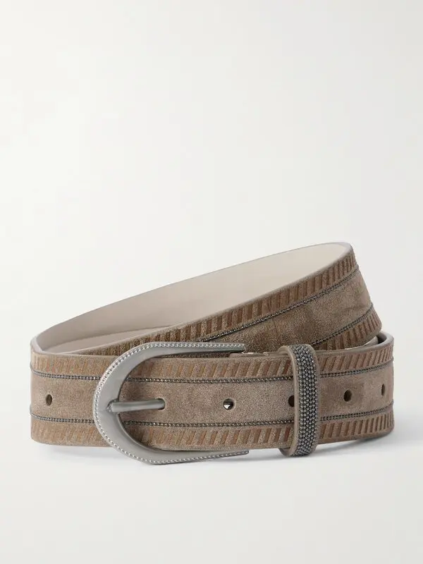 Brunello Cucinelli Embellished Suede Belt - Brown