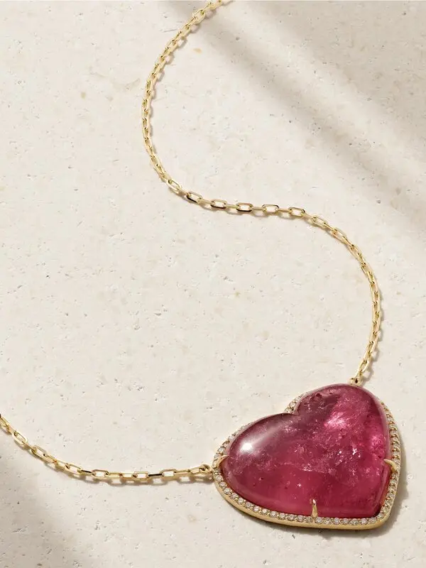 Jia Jia Tourmaline And Diamond Heart Necklace - Gold
