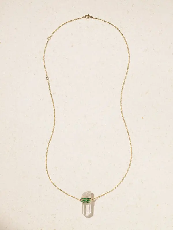 Jia Jia Quartz And Emerald Chain Necklace