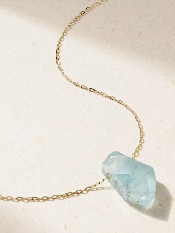 Jia Jia Aquamarine Pendant Necklace - Gold