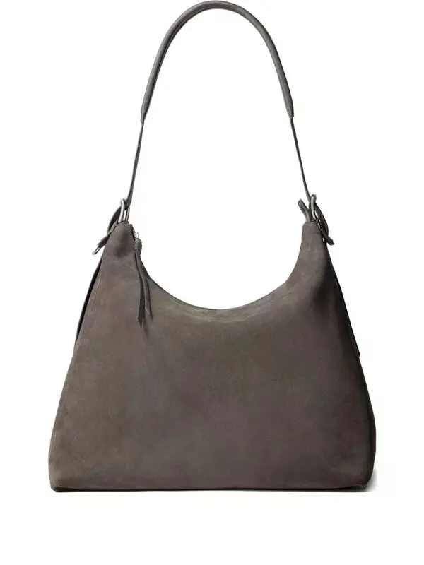 LEMAIRE Belted Suede Shoulder Bag - Grey