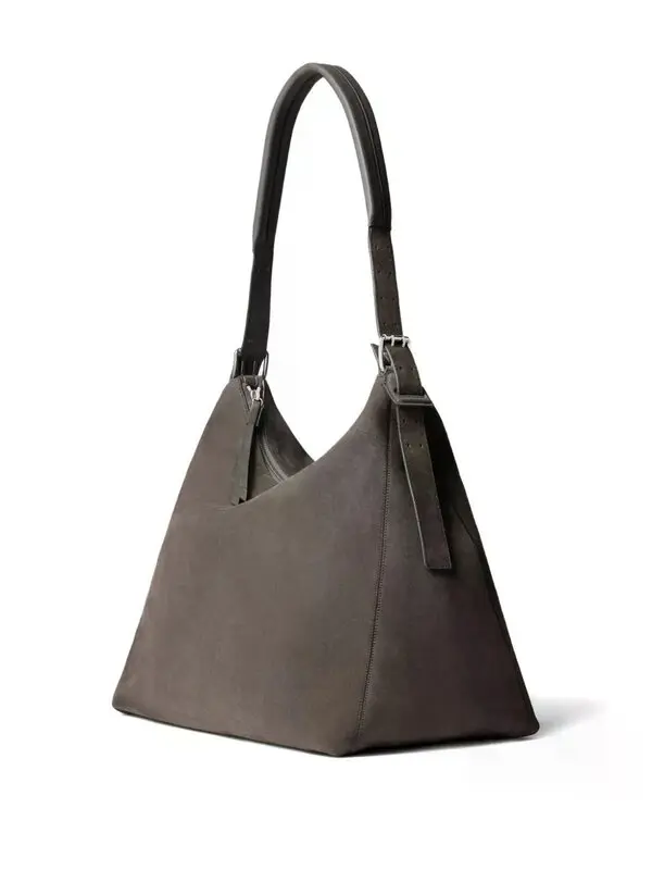LEMAIRE Belted Shoulder Bag In Suede Leather - Grey