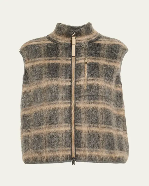 Brunello Cucinelli Wool-mohair Zip Vest - Charcoal