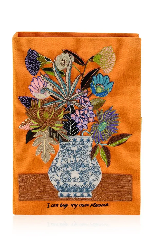 OLYMPIA LE-TAN I Can Buy My Own Flowers" Book Clutch - Orange