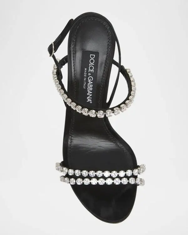 Dolce & Gabbana Formale Embellished Satin Sandals - Black