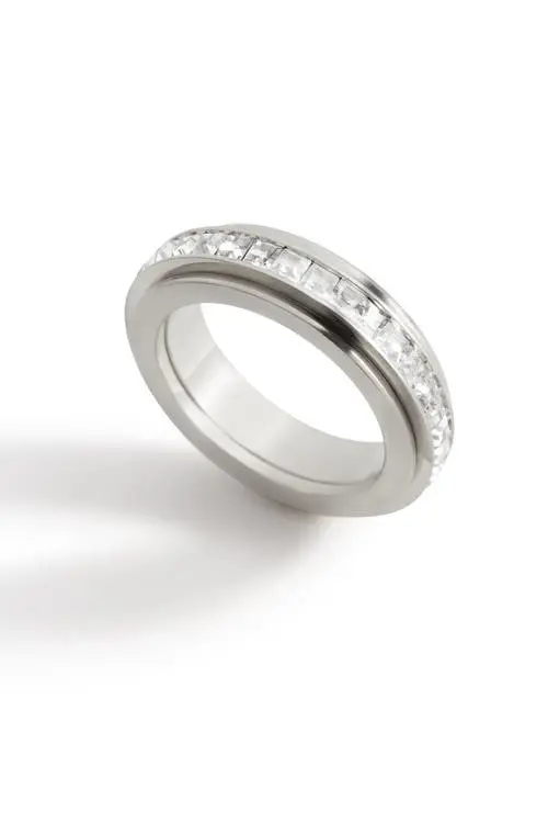 MINT & LILY Crystal Fidget Ring - Silver