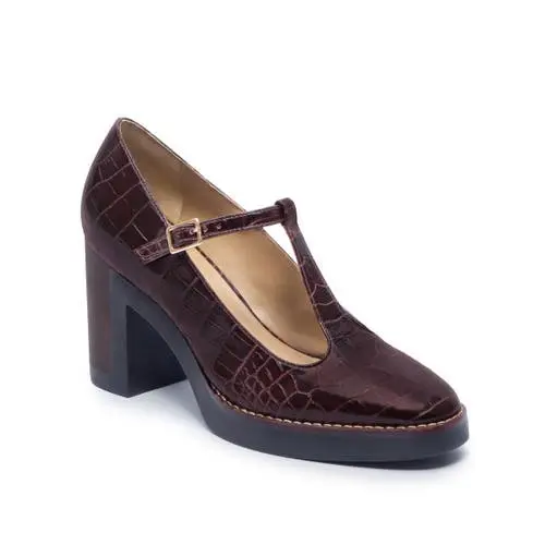 Bernardo Noto Platform Mary Jane Pump - Chocolate Wine