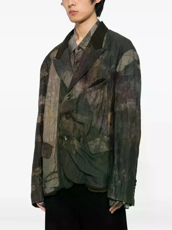 ZIGGY CHEN Printed Blazer - Grey