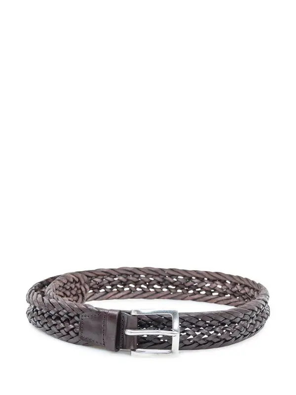 ORTIGNI Braided Leather Belt - Brown