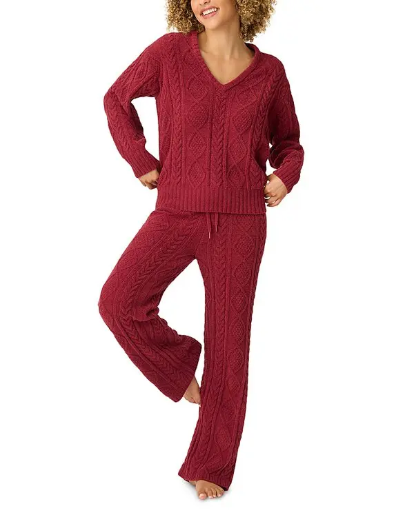 PJ Salvage Pj Savage Cozy Chenille Cable-knit Pajama Set - Port