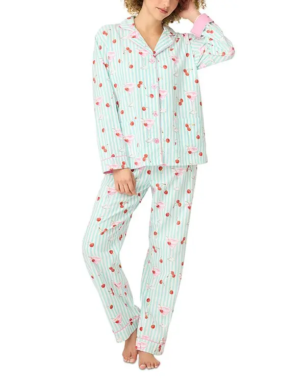 PJ Salvage Pj Savage Printed Flannel Pajama Set - Light Mint