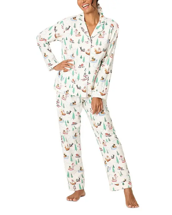 PJ Salvage Pj Savage Printed Flannel Pajama Set - White