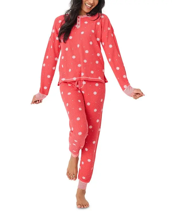 PJ Salvage Pj Savage Ski Jammie Classics Printed Pajama Set - Cherry Red