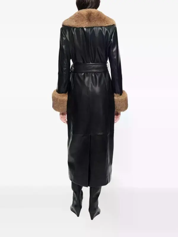 STAND STUDIO Faux Fur-trim Belted Coat