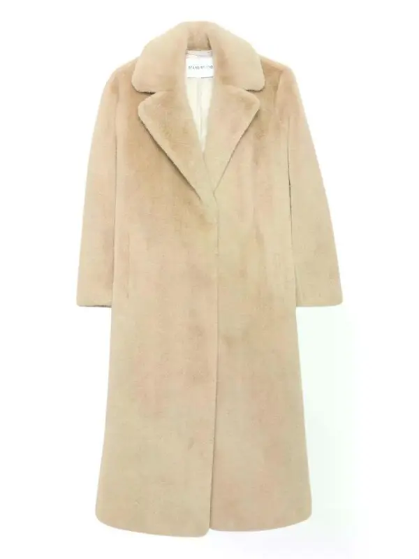 STAND STUDIO Faux-fur Notched-collar Coat - Neutrals