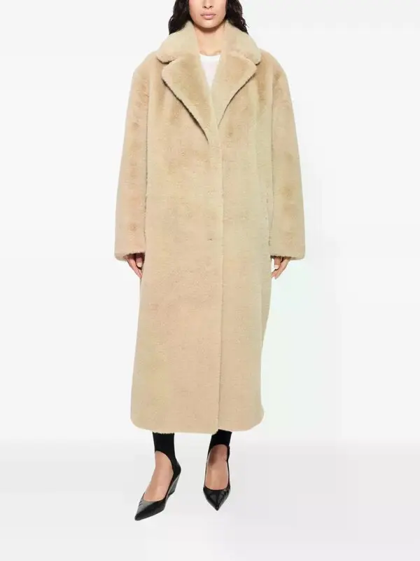 STAND STUDIO Faux-fur Notched-collar Coat - Neutrals