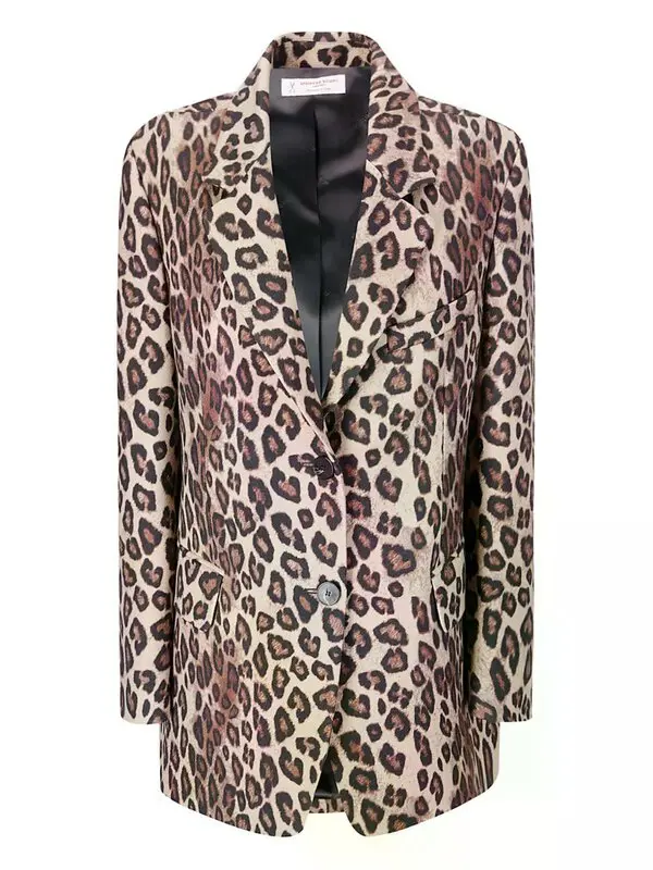 Alberto Biani Leopard Print Blazer With Notched Lapels