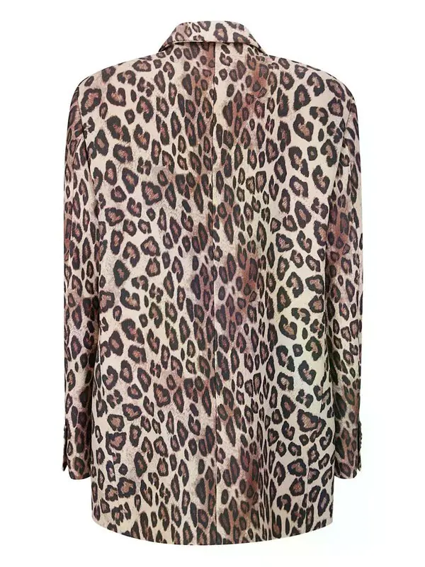 Alberto Biani Leopard Print Blazer With Notched Lapels
