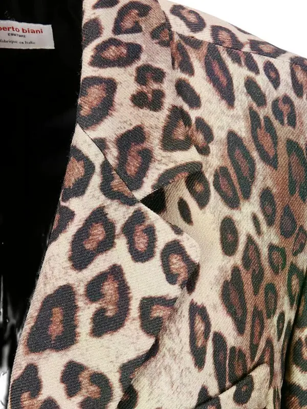 Alberto Biani Leopard Print Blazer With Notched Lapels