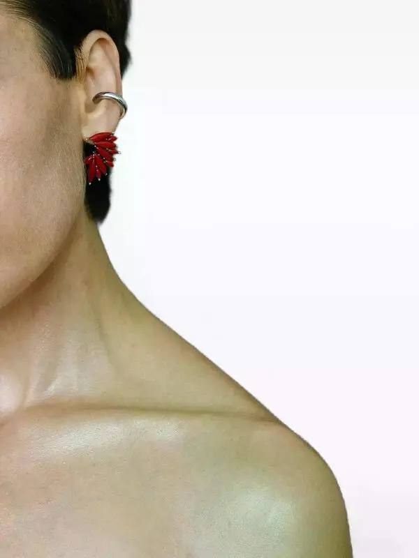 OBSIDIAN Leaf Embellished Earrings