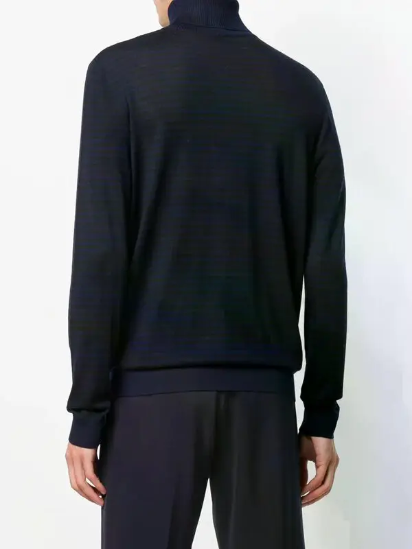 Eleventy Striped Merino Wool Turtleneck Pullover