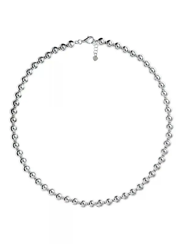 OBSIDIAN Beaded Necklace - Silver