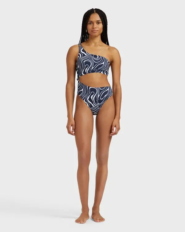 Vilebrequin One-shoulder Asymmetrical Swimsuit With Waves Print - Blue