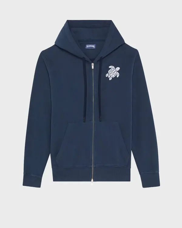 Vilebrequin Cotton Full Zip Hoodie With Turtle Embroidery