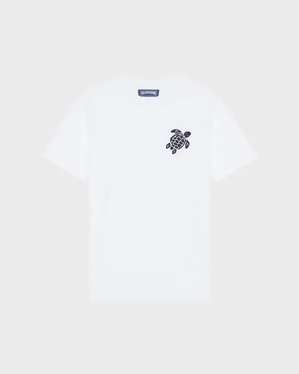 Vilebrequin Organic Cotton Tshirt Big Turtle Embroidery Tee Shirt Partisol - White