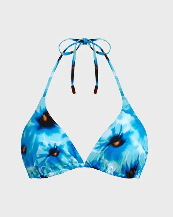 Vilebrequin Poppies Fleur Triangle Bikini Top - Blue