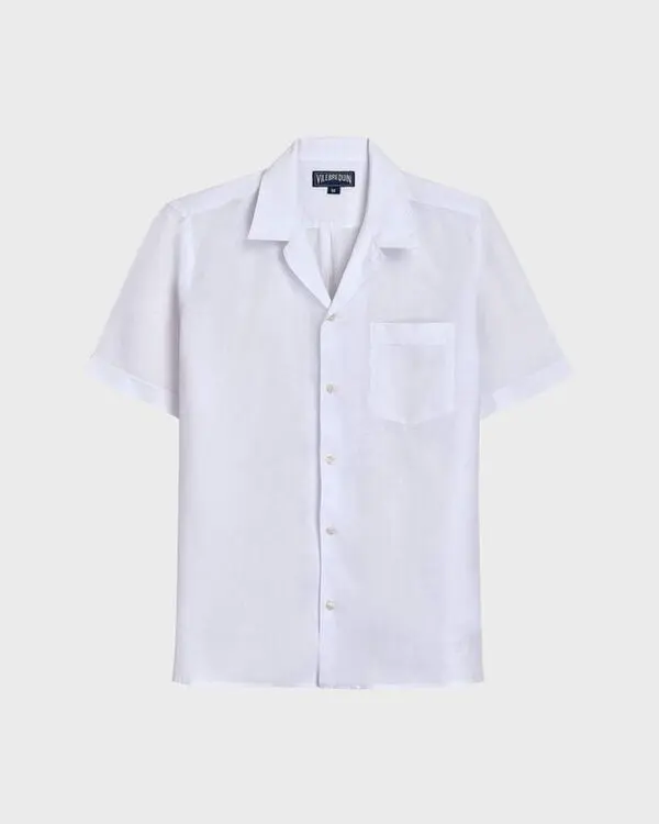 Vilebrequin Bowling Linen Shirt Solid Shirt Charli - White